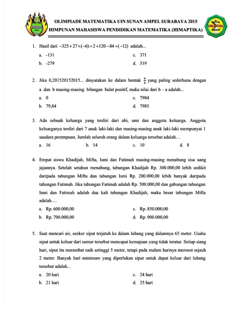 PDF Soal Pilihan Ganda SD Babak Penyisihan Proses Layout A4 Fix ...