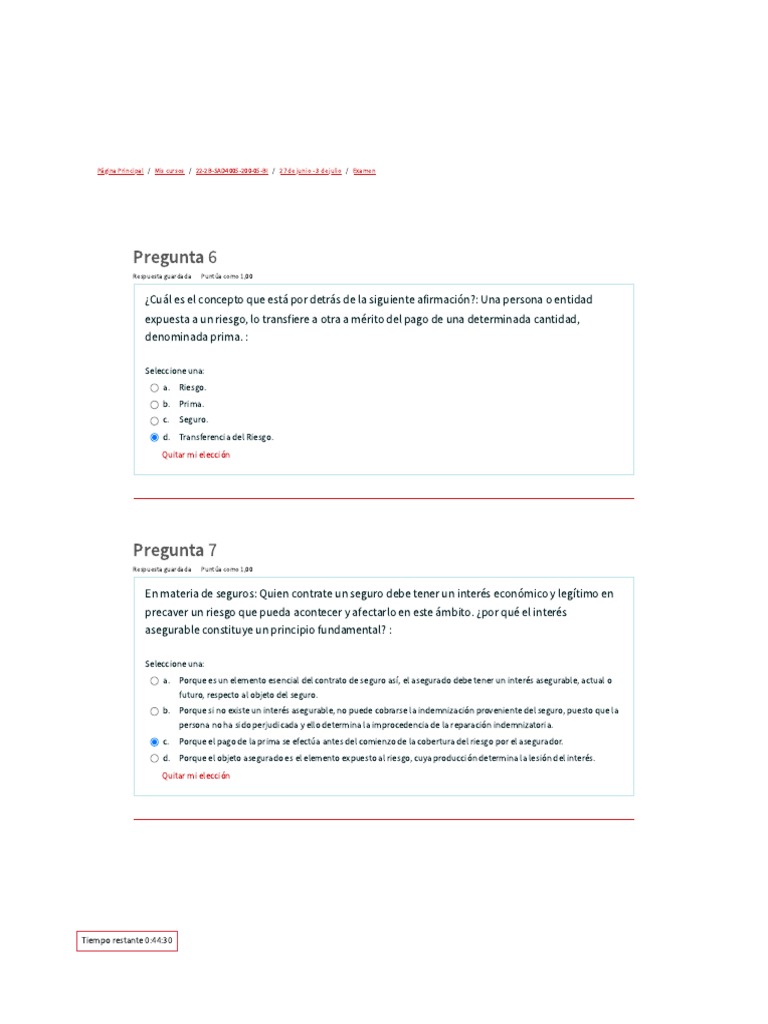Examen Página 2 De 4 Pdf Seguro Póliza De Seguros