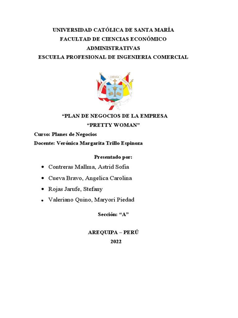 Plan de Negocios Pretty Woman | PDF | Calidad (comercial) | Business