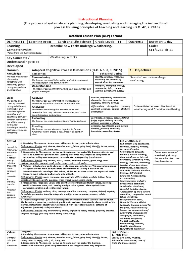 Earth Science Lesson Plan on Weathering | PDF | Weathering | Learning