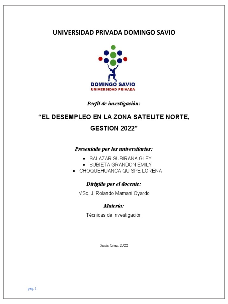 Universidad Privada Domingo Savio | PDF | Desempleo | Salario