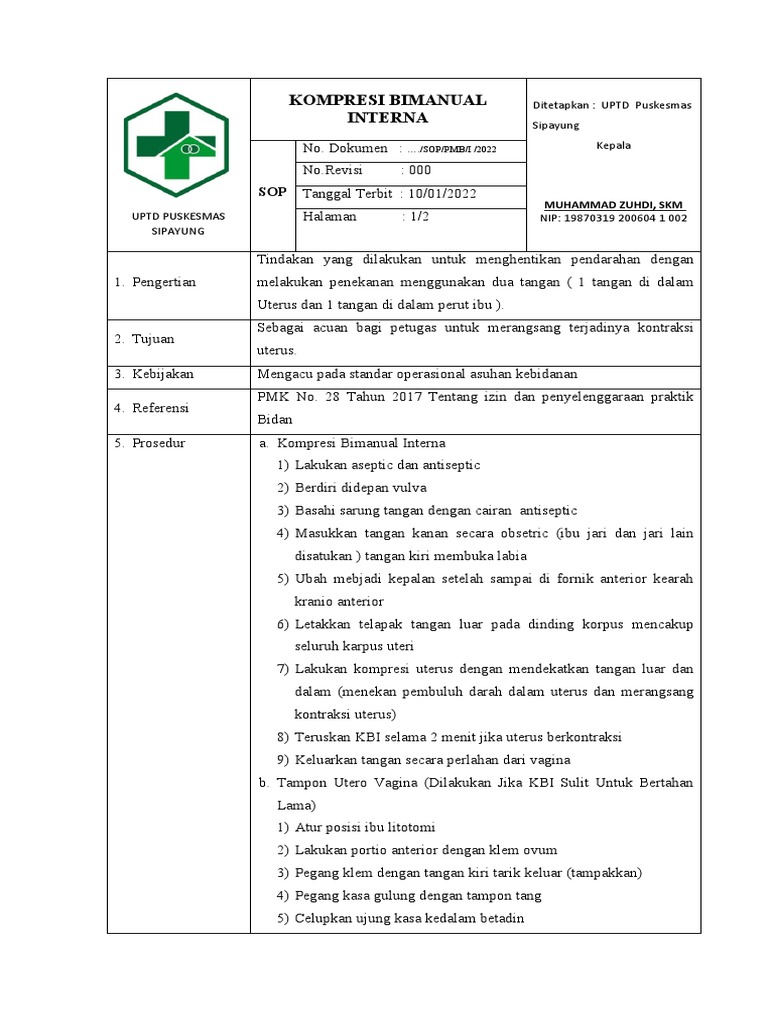 Sop Kompresi Bimanual Interna | PDF