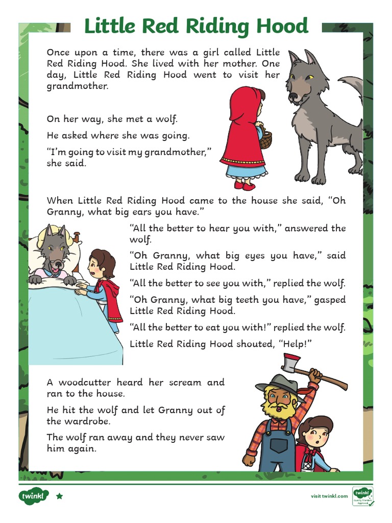 Little Red Riding Hood Differentiated Reading Comprehension Activity ...