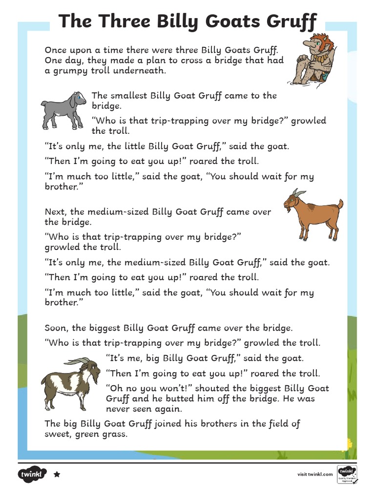 The Three Billy Goats Gruff Differentiated Reading Comprehension ...