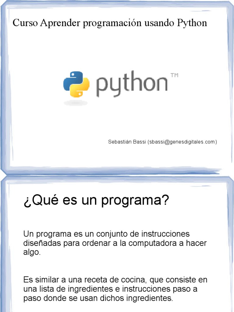 Curso Aprender Programacion Usando Python | PDF | Programación | Programa de computadora