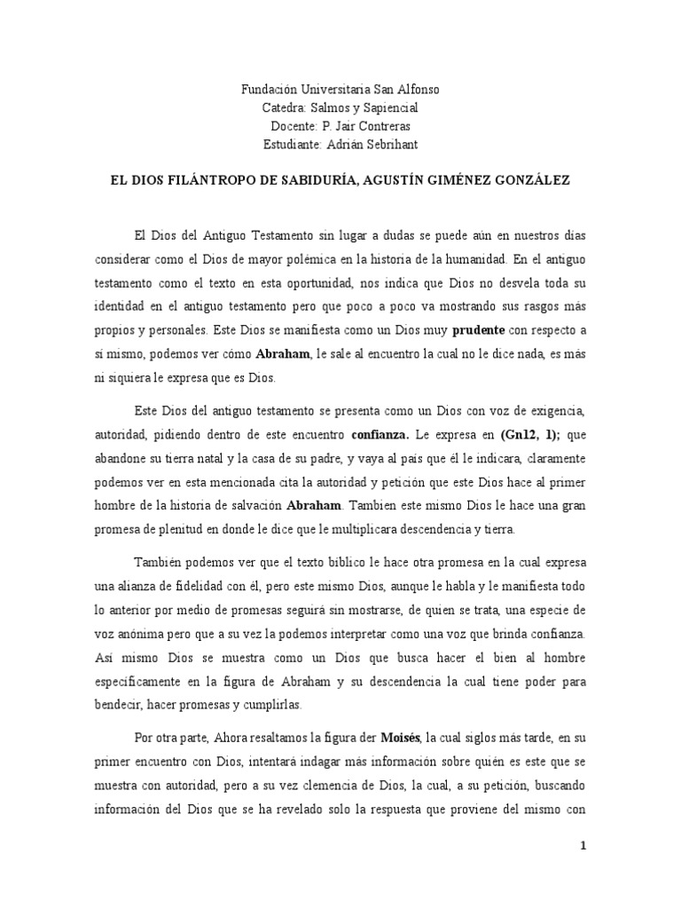 El Dios Filantropo de SabiduriaA | PDF | Sabiduría | Dios