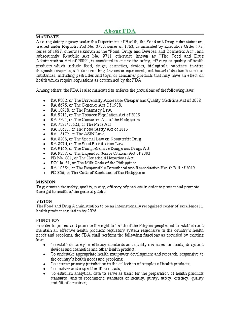 01 Fda | PDF | Food And Drug Administration | Safety