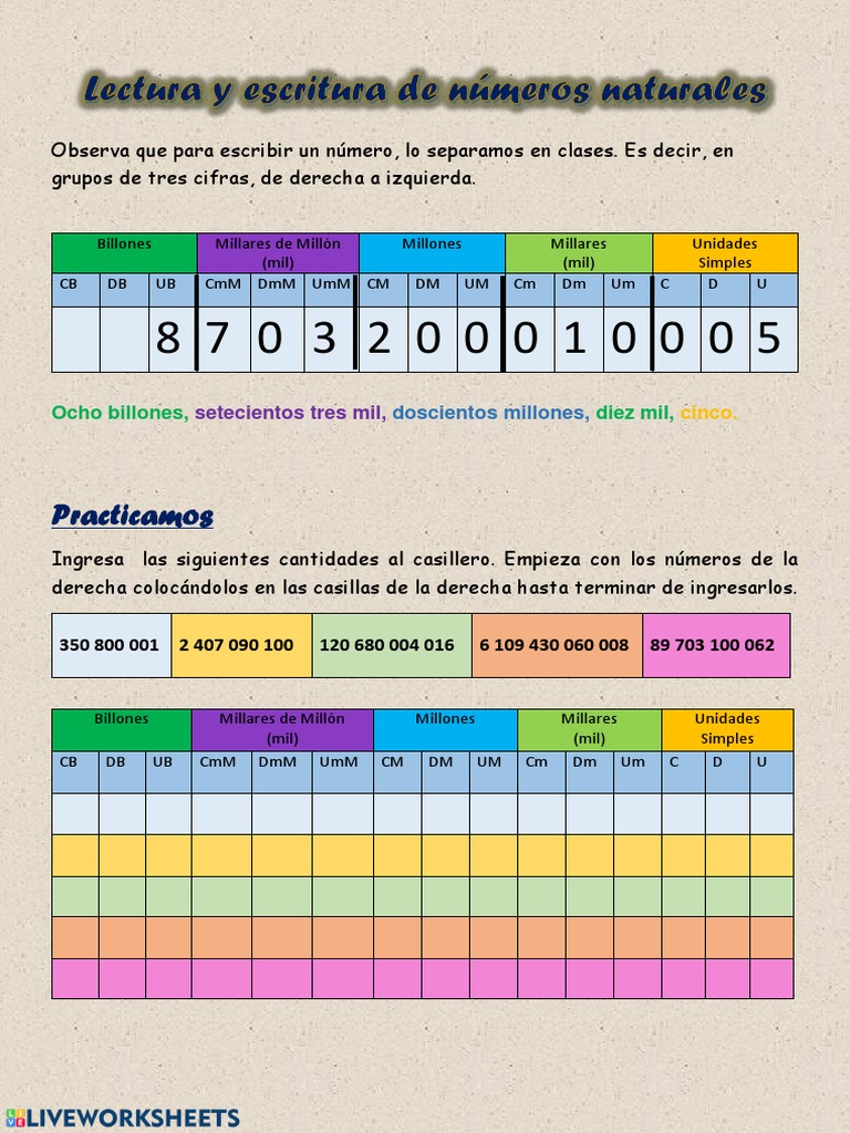 Lectura Cantidades Billones | PDF