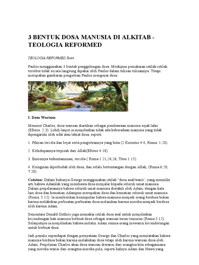 3 Bentuk Dosa Manusia Di Alkitab - Teologia Reformed | PDF | Agama ...