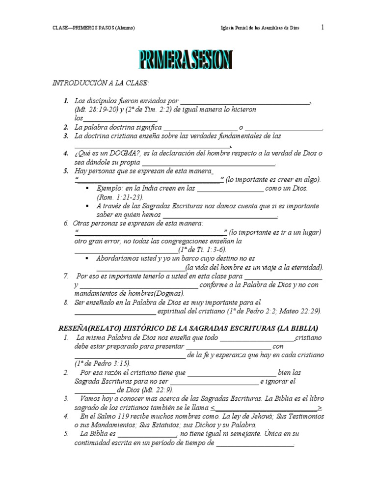 Primeros Pasos-Alumno | PDF | Biblia | espíritu Santo