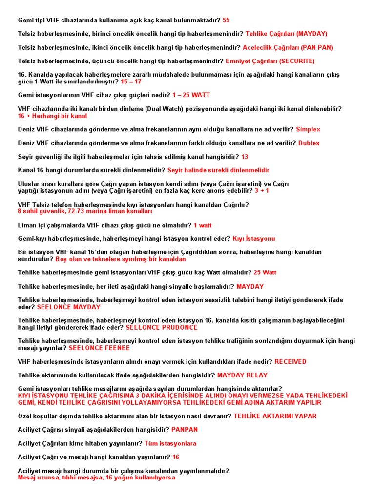 GMDSS Güncelleme Soru-Cevap | PDF