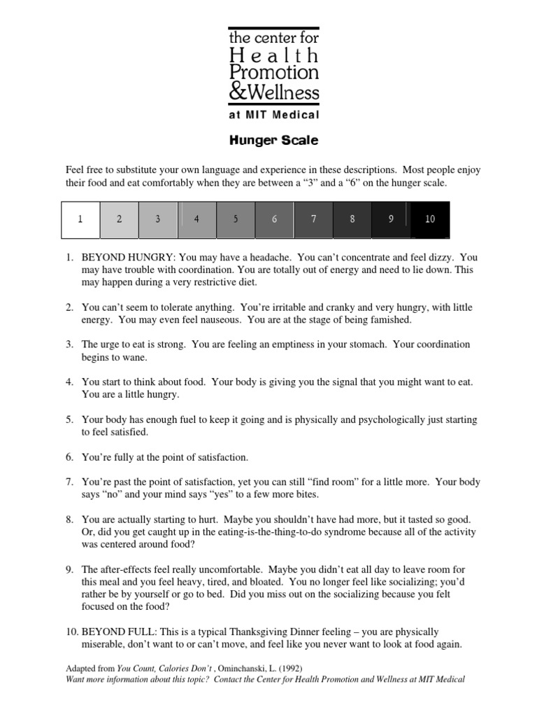 Understanding the Hunger Scale | PDF