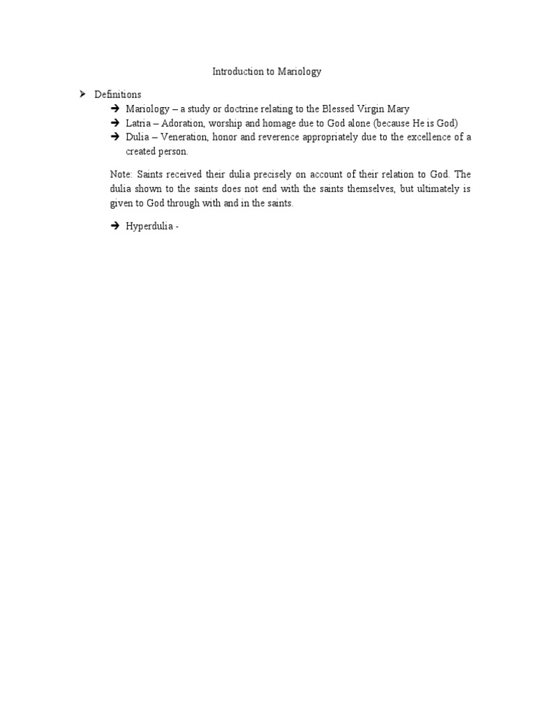 Introduction To Mariology | PDF