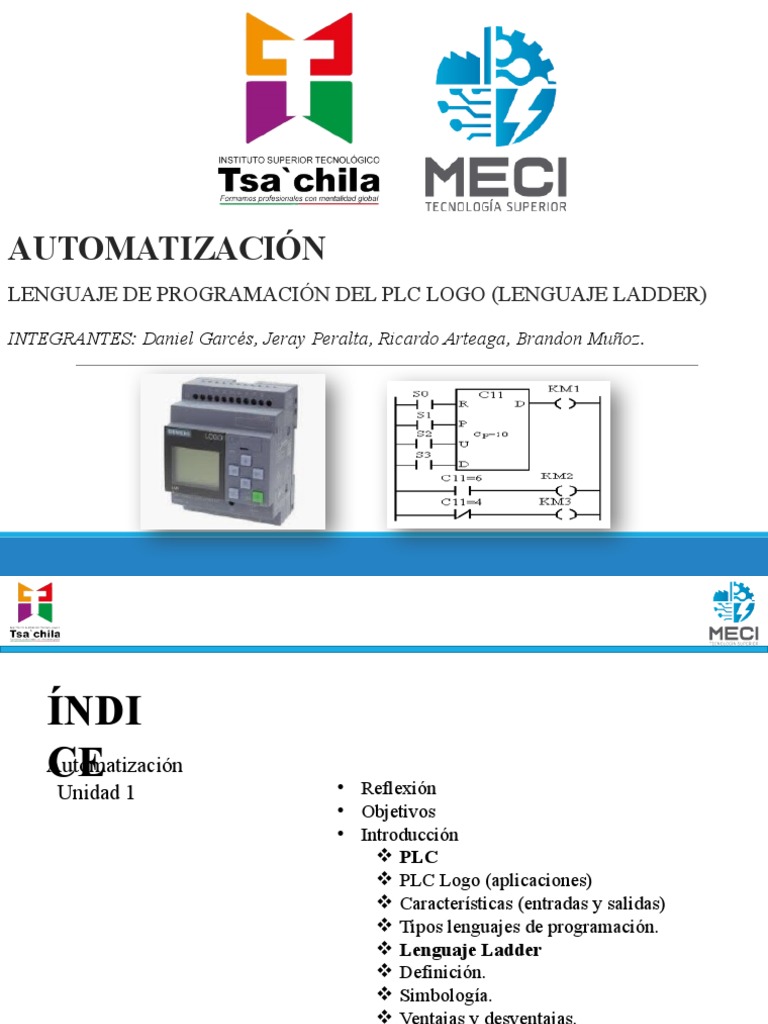 LENGUAJE DE PROGRAMACIÓN DEL PLC LOGO (LENGUAJE LADDER).pptx ...