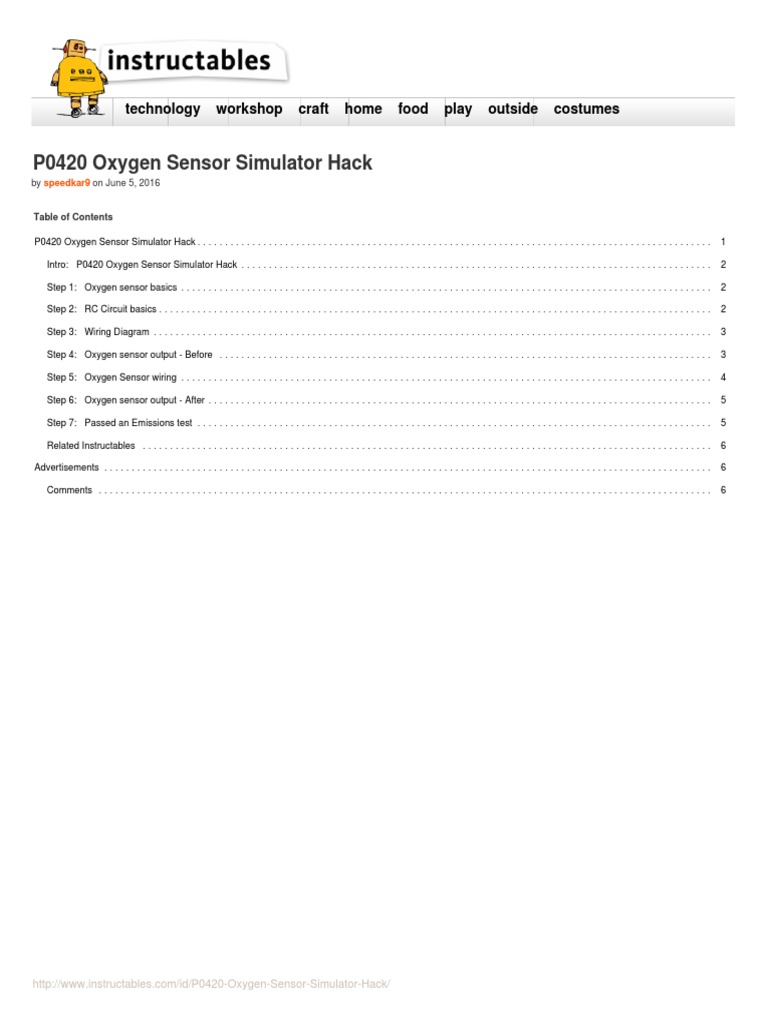 P0420 Oxygen Sensor Simulator Hack | PDF | Electrical Components ...
