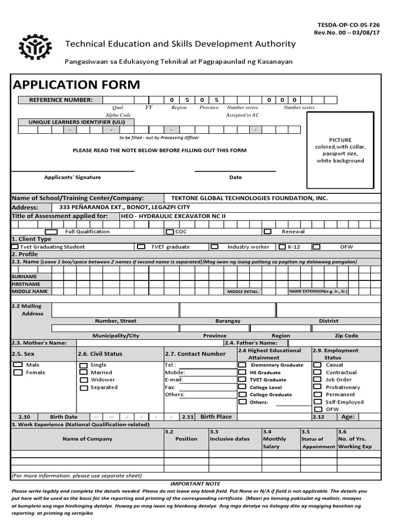 Apllication-Form-full For Expired 2018 Below 1 Page | PDF
