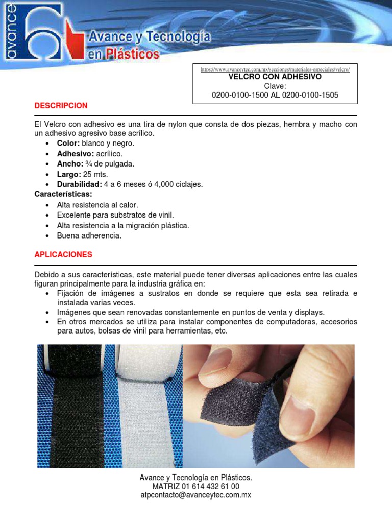 Velcro Adhesivo: Características y Usos | PDF | Materiales