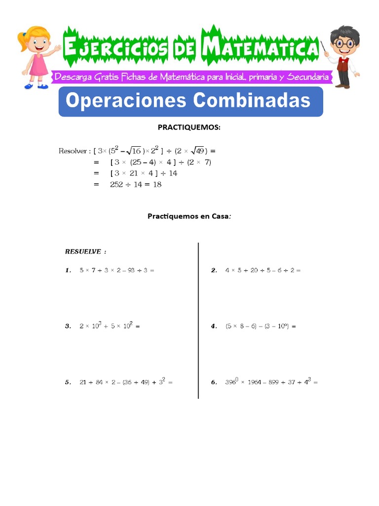 Ejercicios de Operaciones Combinadas para Sexto de Primaria | PDF
