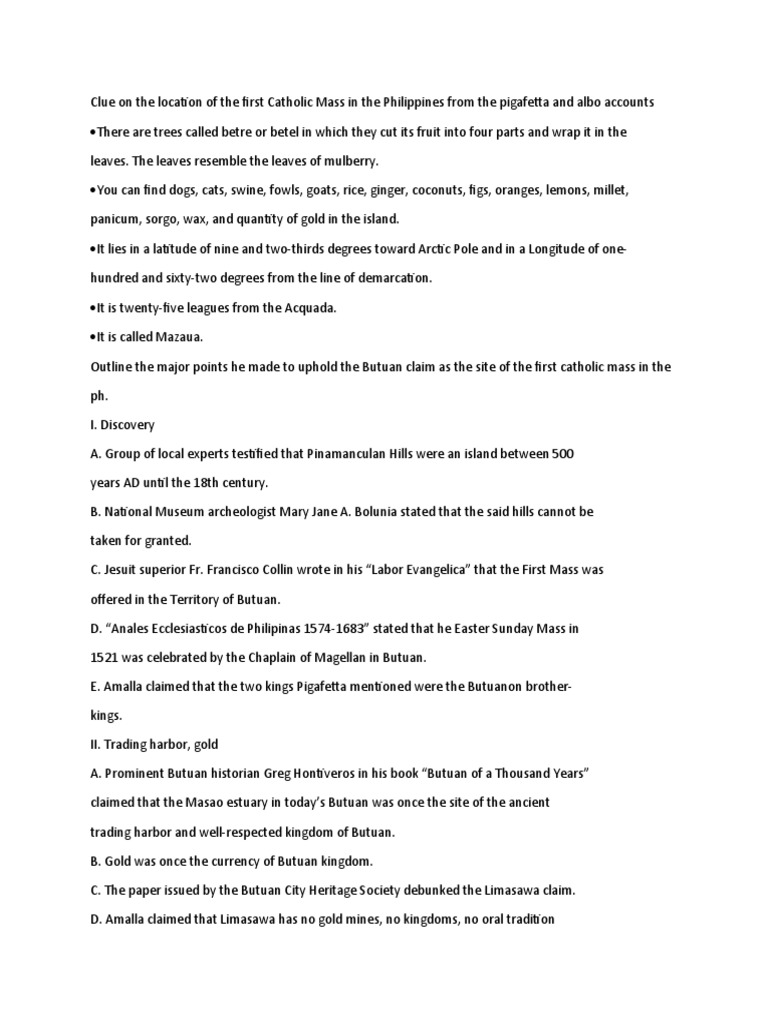 Clue On The Location of The First Catholic Mass in The Philippines From ...