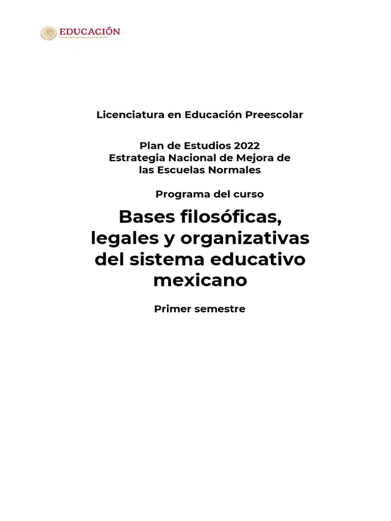 Bases Filosóficas, Legales y Organizativas Del Sistema Educativo ...