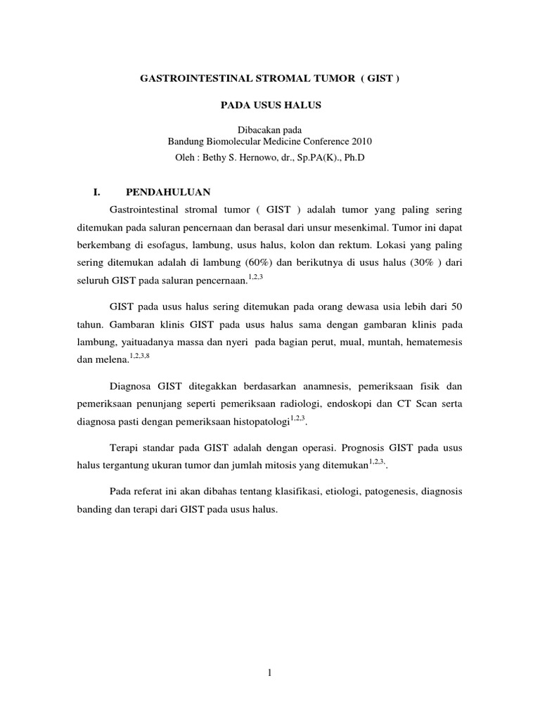 Gastrointestinal Stromal Tumor GIST Pada Usus Halus | PDF Gastrointestinal Stromal Tumor GIST Pada Usus Halus | PDF