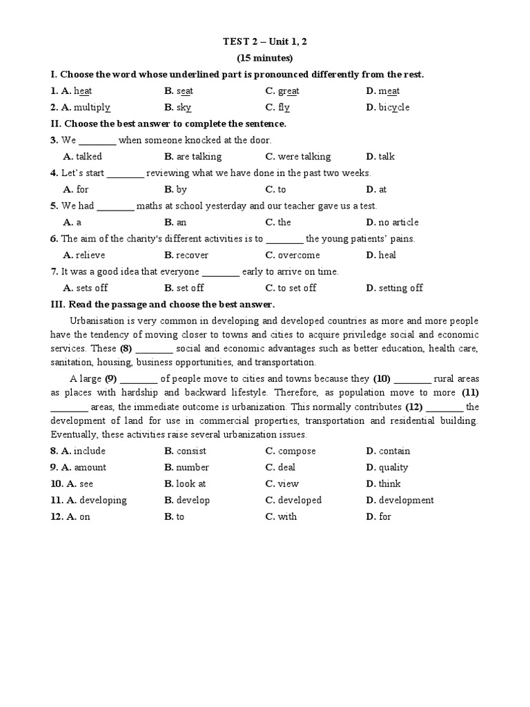 Unit 1 and 2 Test Overview | PDF | Career & Growth | Language Arts ...