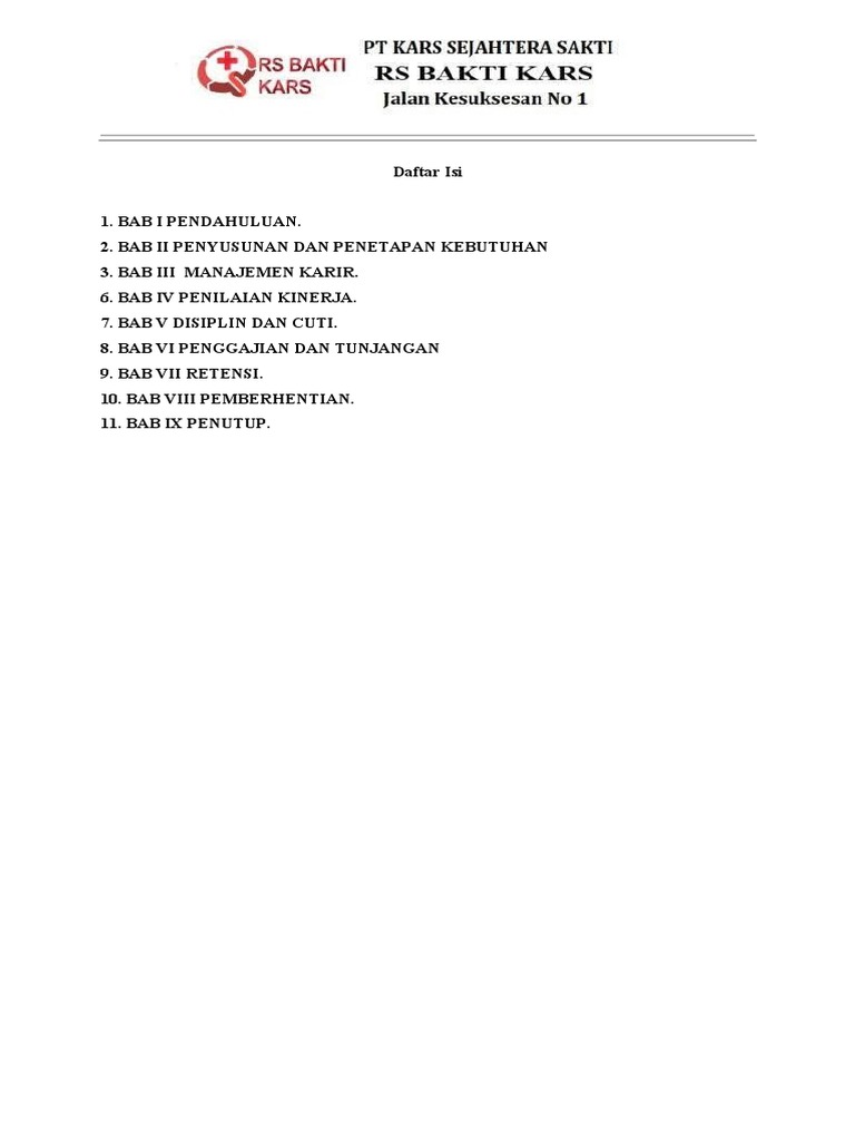 (D) 9.PEDOMAN SDM RS BAKTI KARS-kop (KPS 1 EP 1) - Compressed | PDF | Bisnis | Kesehatan Holistik