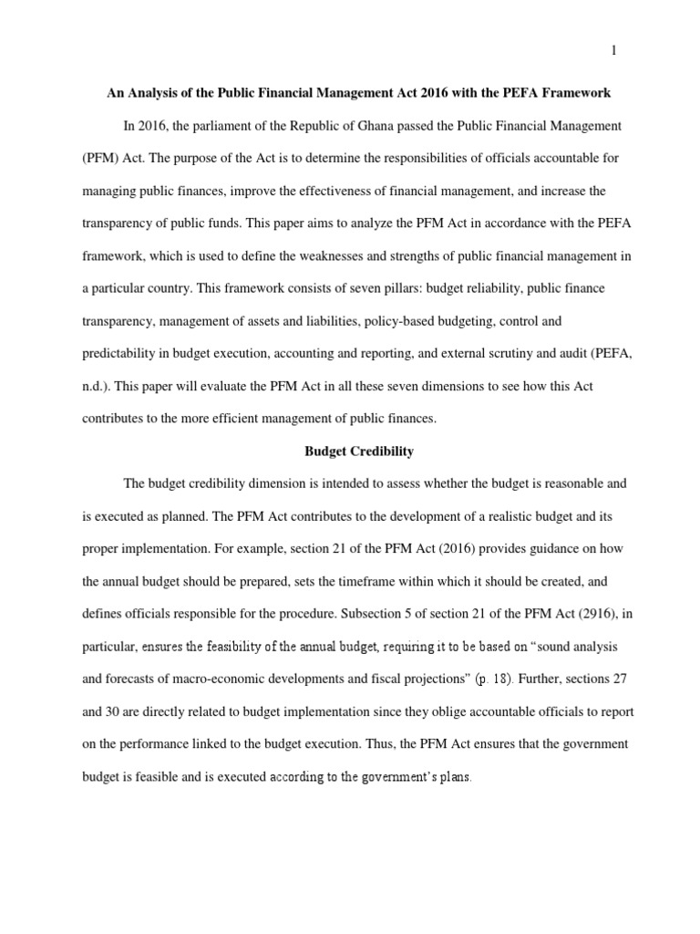 Analysis of The Public Financial Management Act | PDF | Public Finance ...
