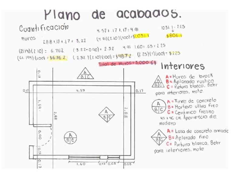 2do Parcial Plano simbología de Acabados | PDF