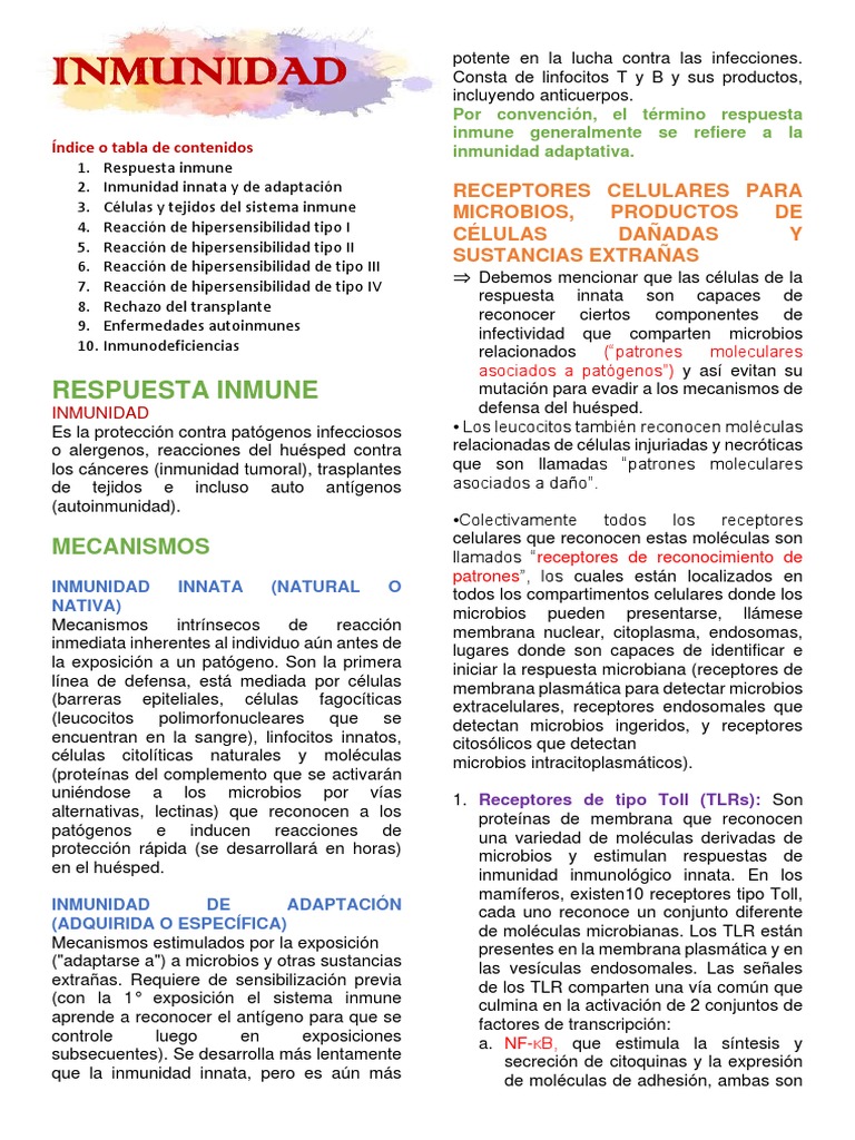 Inmunidad | PDF | Sistema inmune | Linfocitos