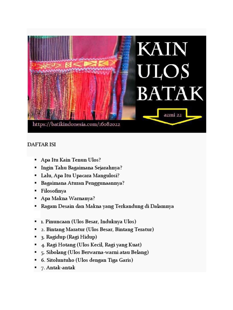 Ulos Batak Full | PDF