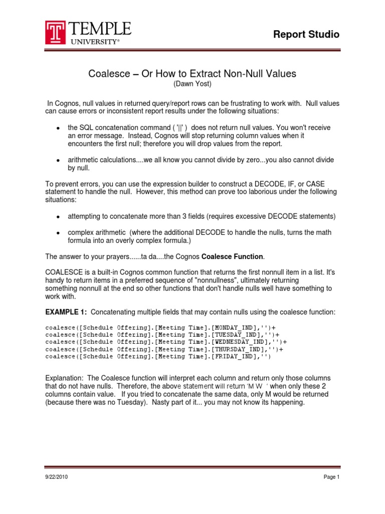 Coalesce Function | PDF | Computer Programming | Computing