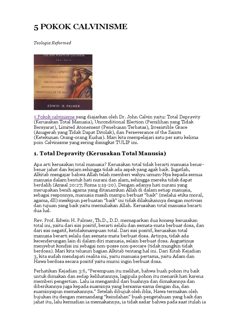 5 Pokok Calvinisme - Teologia Reformed | PDF