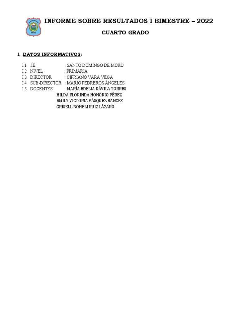 Informe Resultados de Tercer Grado - Primaria | PDF | Cognición ...