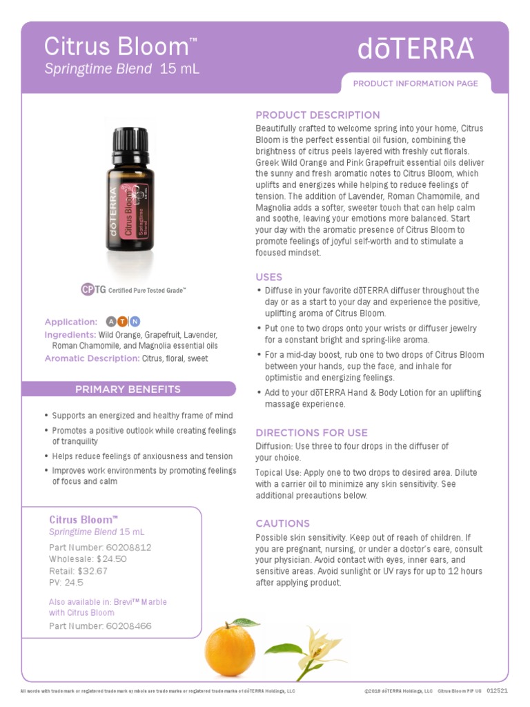 doterra-citrus-bloom | PDF | Citrus | Essential Oil