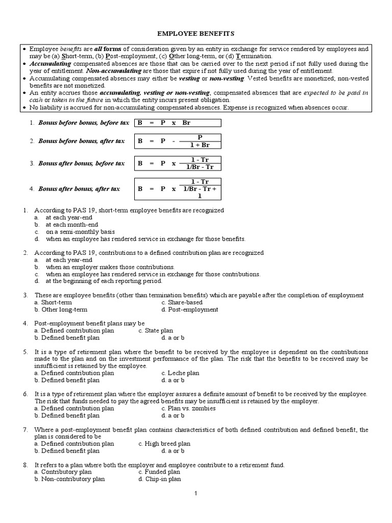 EB Handouts 1 | PDF | Employment | Defined Benefit Pension Plan