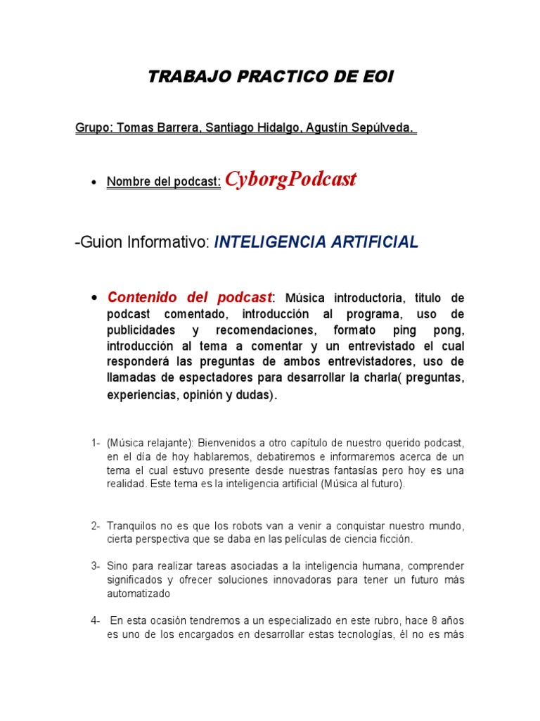 Trabajo Practico de Eoi-1-1 | PDF | Inteligencia artificial | Inteligencia (IA) y semántica