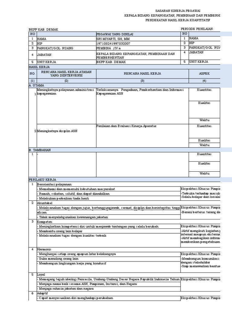 02 - 1. Form SKP Ja Kuantitatif - Pak Yudha | PDF