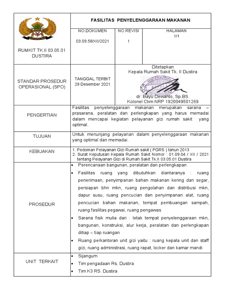 Fasilitas Penyelenggaraan Makanan Di Rumah Sakit Pdf