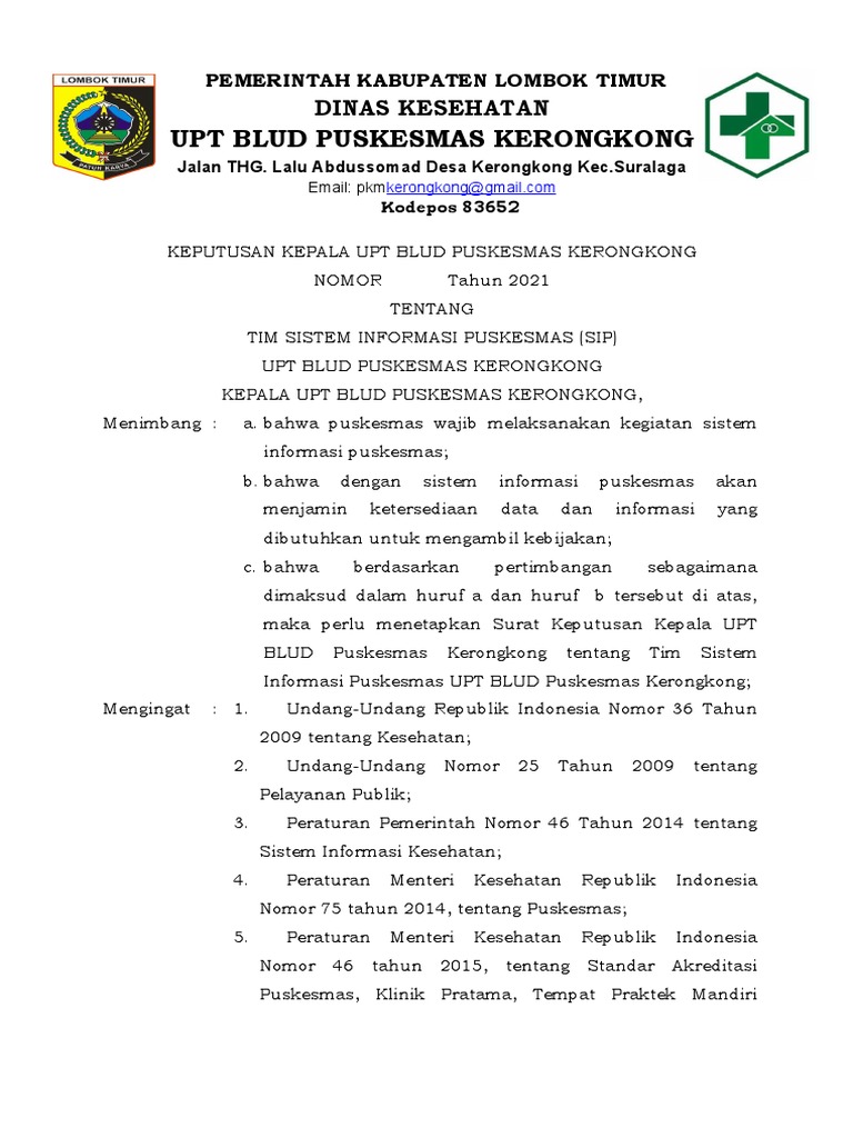 SK Tim SIP PKM 2021 | PDF