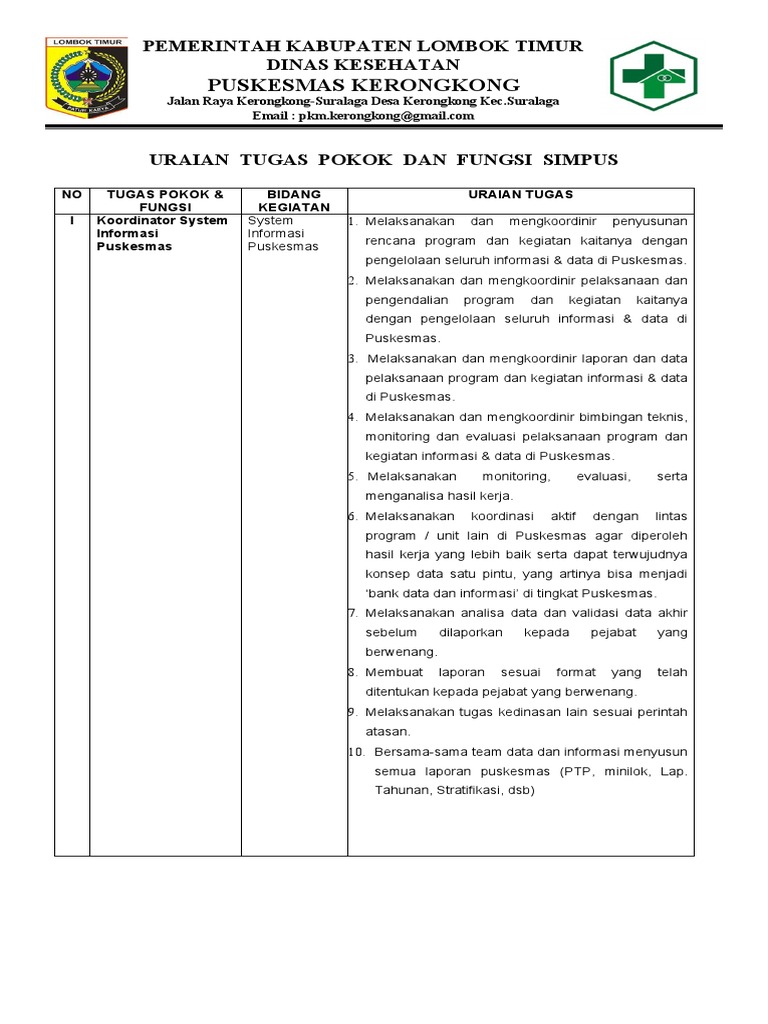 Tugas dan Fungsi SIMPUS Puskesmas | PDF | Bisnis | Komputer
