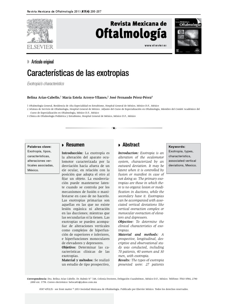 Exotropia Articulo | PDF | Ojo humano | Ligero