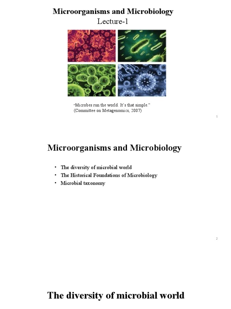 Lecture 1 Introduction To Microbiology | PDF | Microorganism | Cell (Biology)