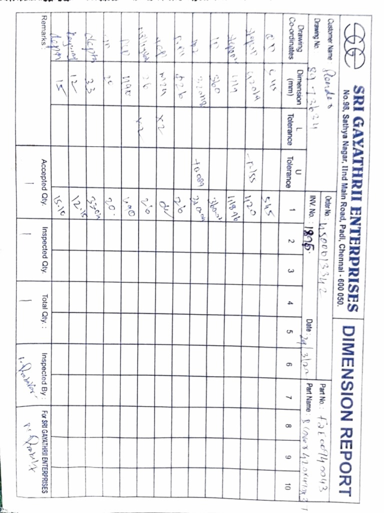 Dimensional Inspection Report | PDF