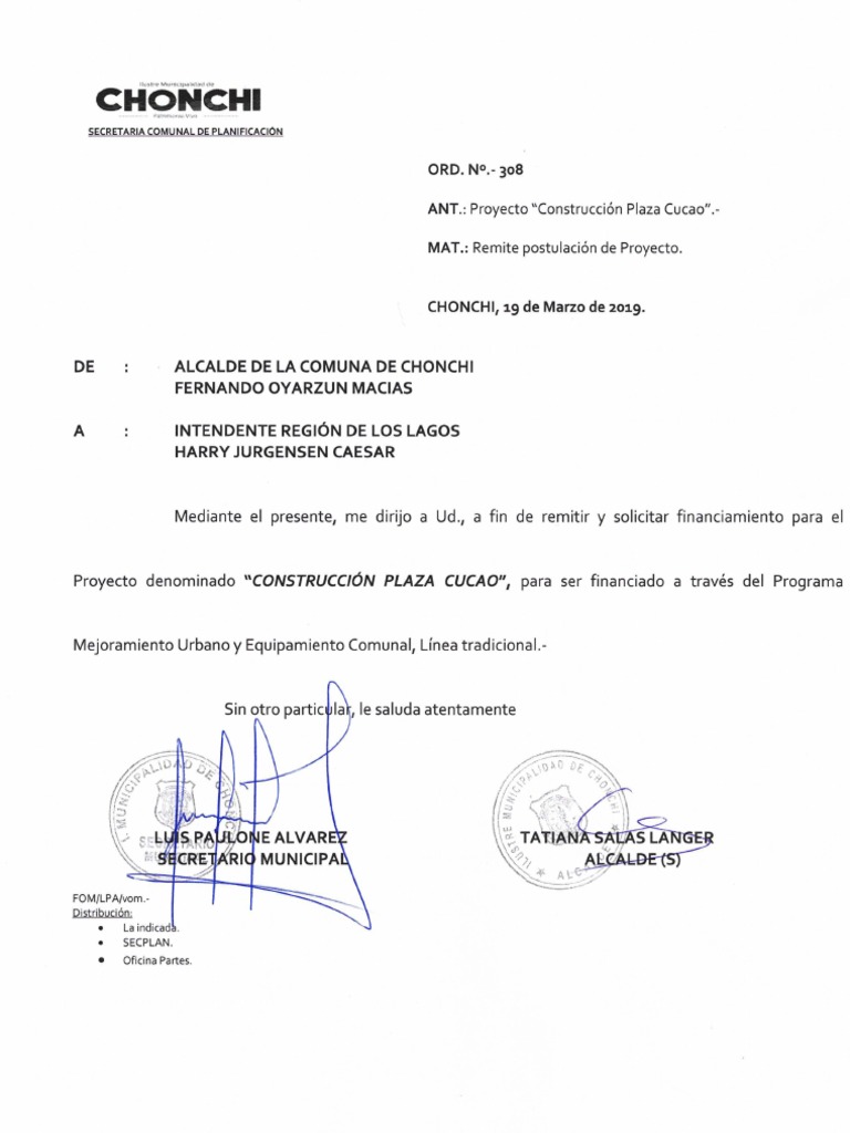 Oficio Intendente | PDF