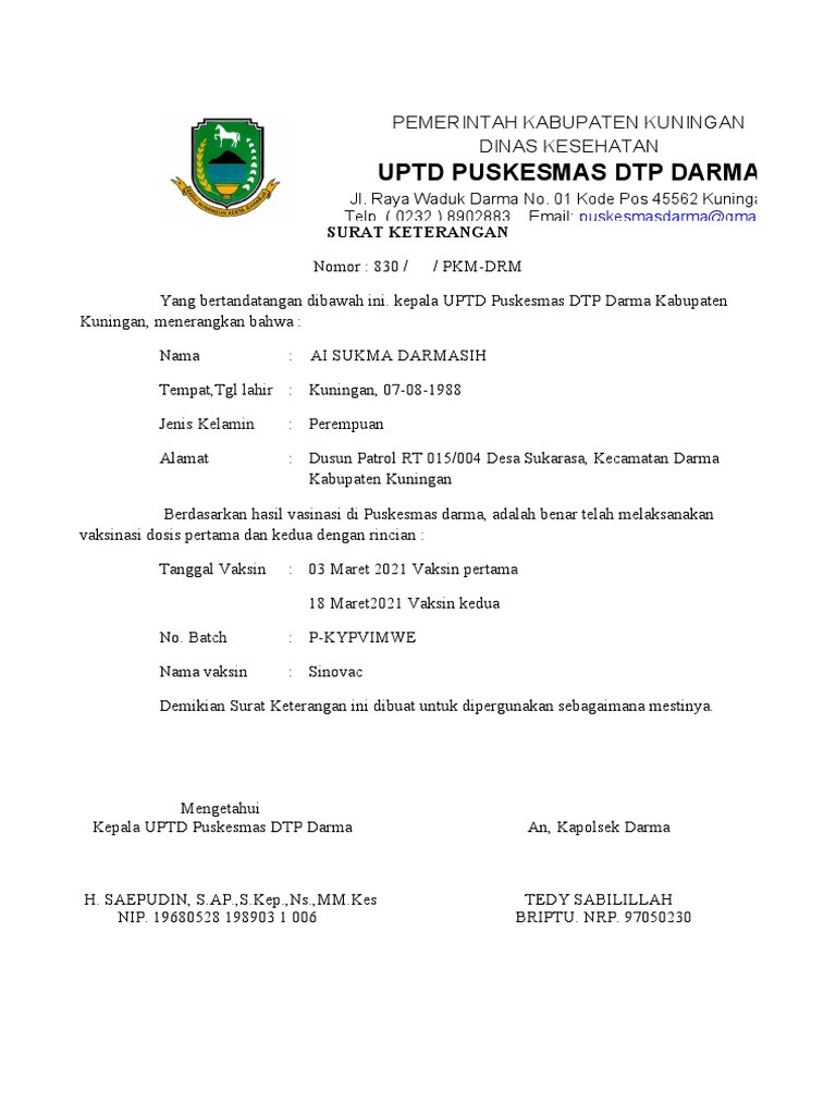 Surat Keterangan Vaksin-3 | PDF