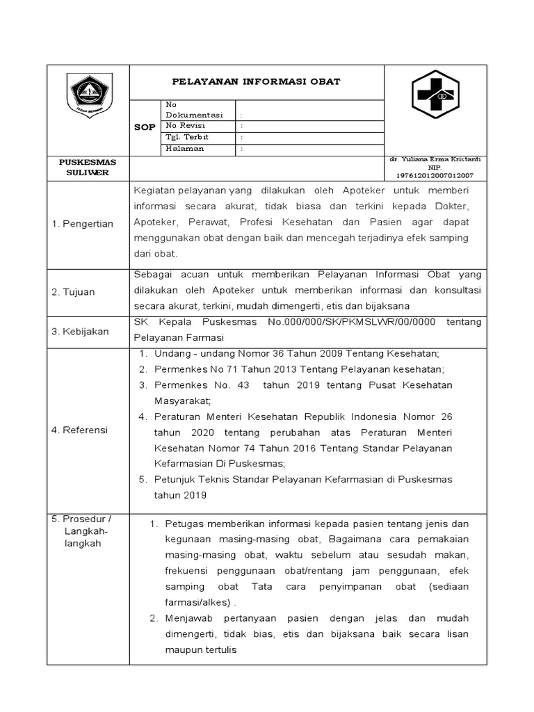 Sop Pelayanan Informasi Obat | PDF