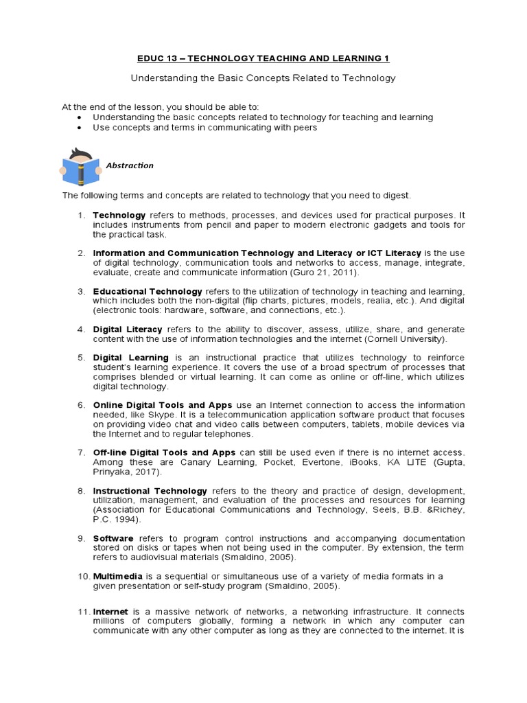 Basic Concepts To Be Defined | PDF | Educational Technology | Internet