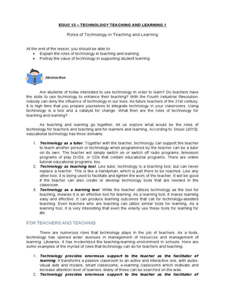 Roles of Technology in Education | PDF | Educational Technology ...