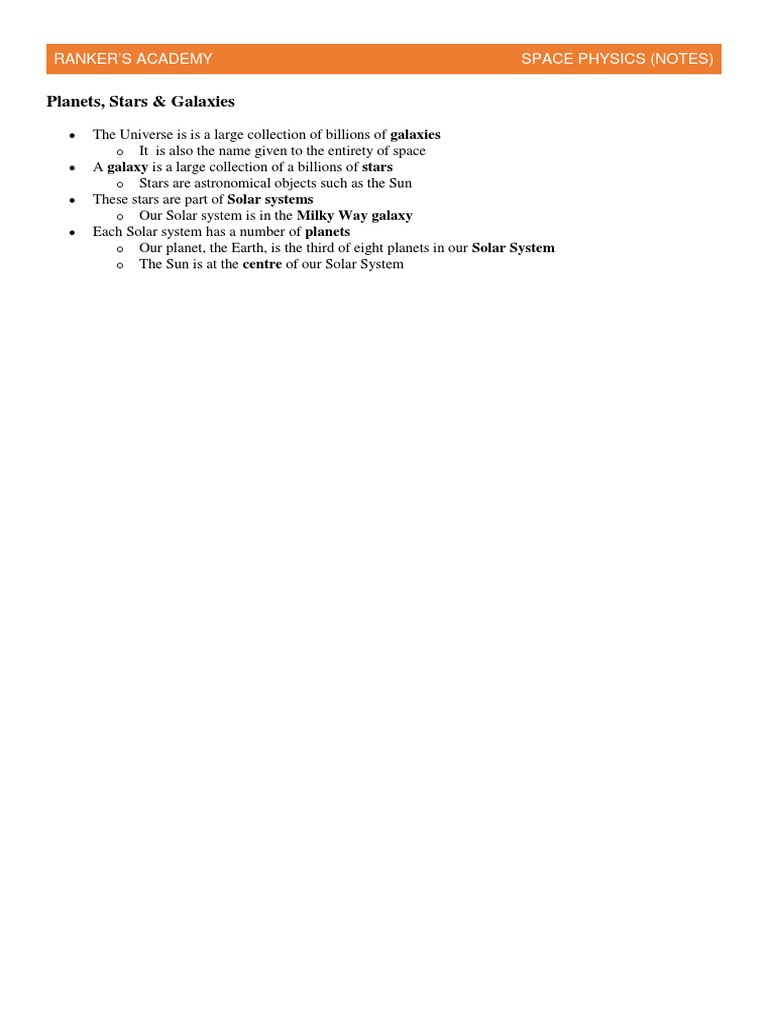 Space Physics Notes | PDF | Orbit | Redshift